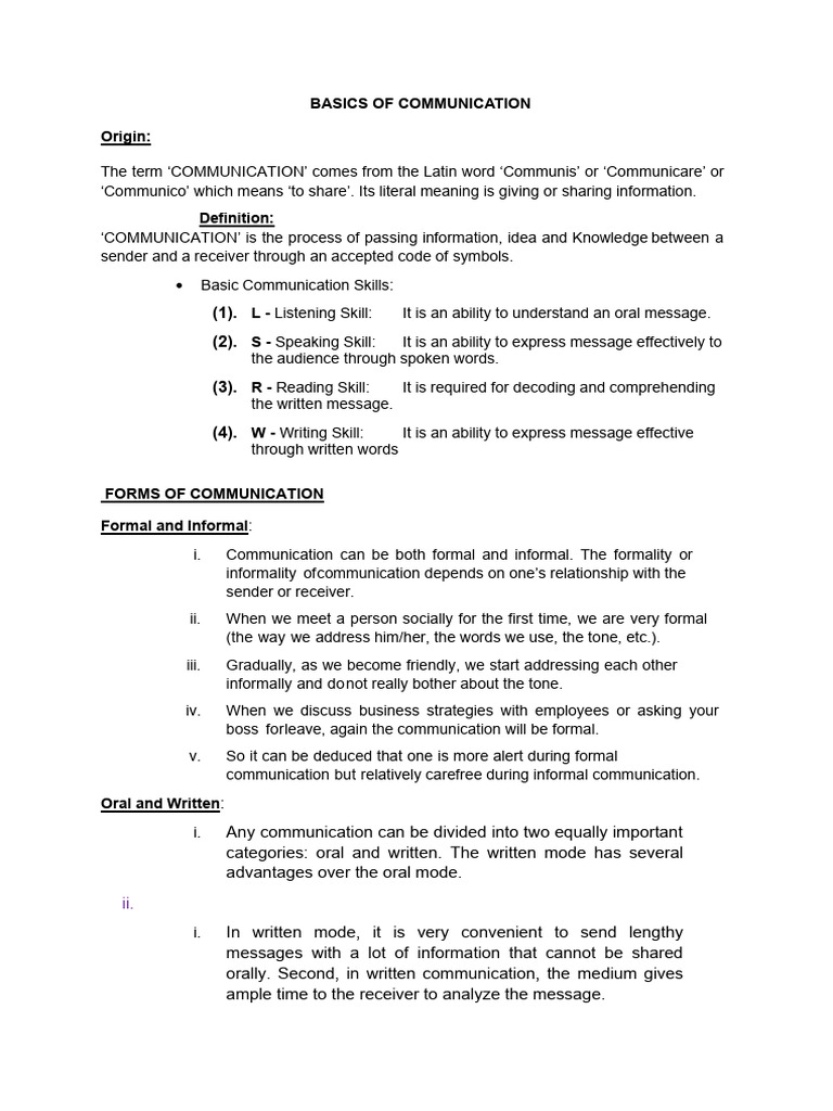 Basics of Communication | PDF | Communication | Nonverbal Communication