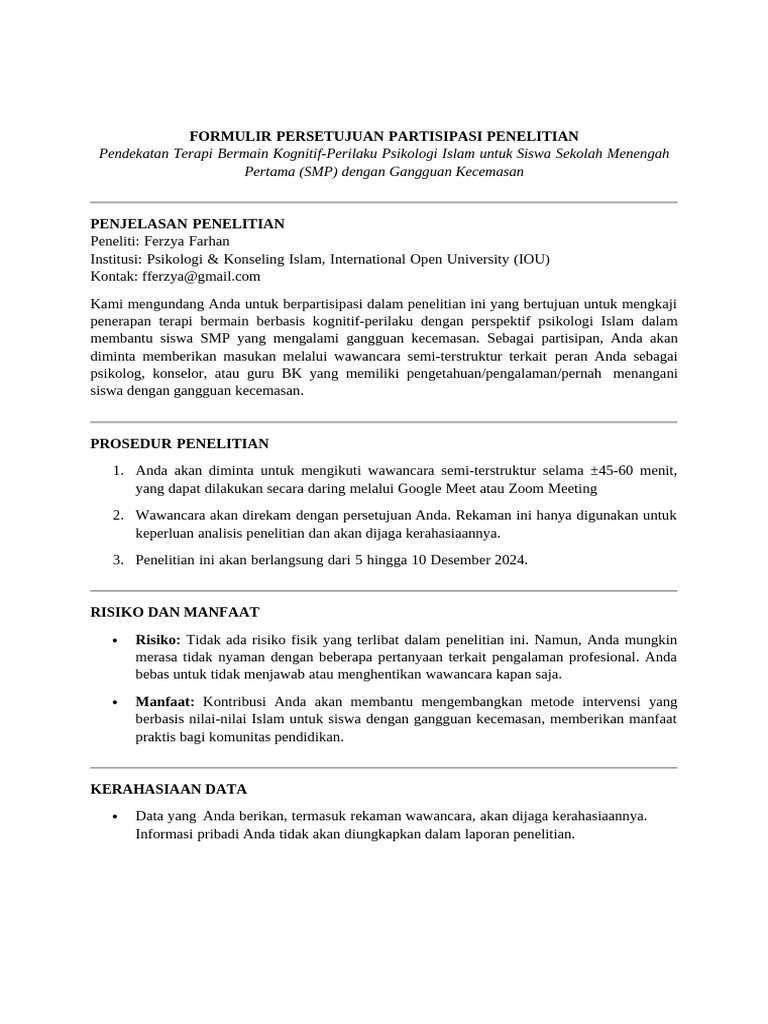 Contoh Informed Consent Form (1) | PDF