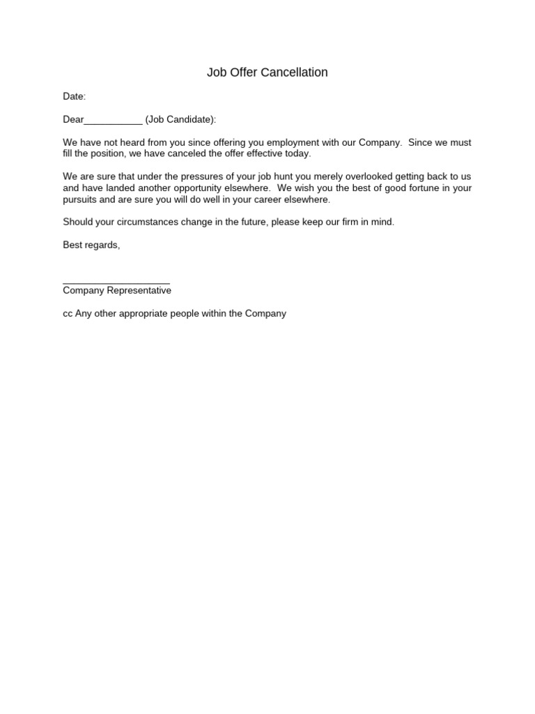 Job Offer Cancellation | PDF