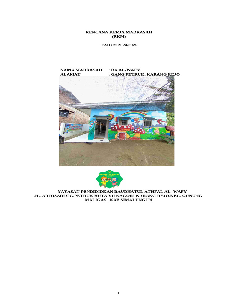Rencana Kerja Ra Al-Wafy | PDF