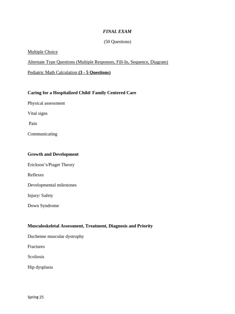 BMCC Blueprint Final Exam Spring 25 | PDF