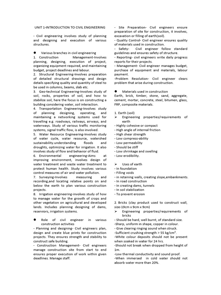 Introduction to Civil Engineering Concepts | PDF | Concrete | Cement