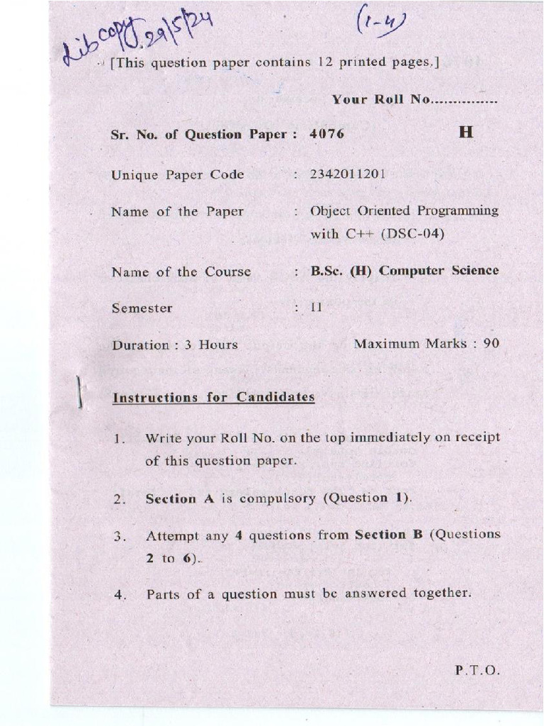 2024 Object Oriented Programming With C++ | PDF