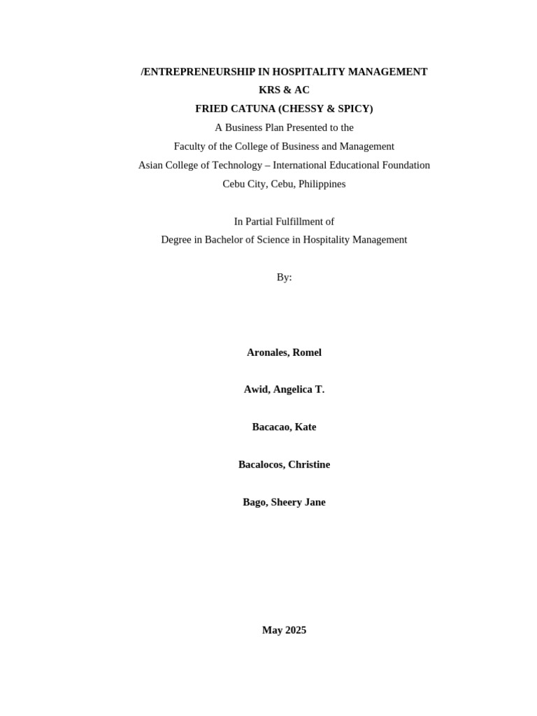 Business Plan FRONT PAGE (2) | PDF