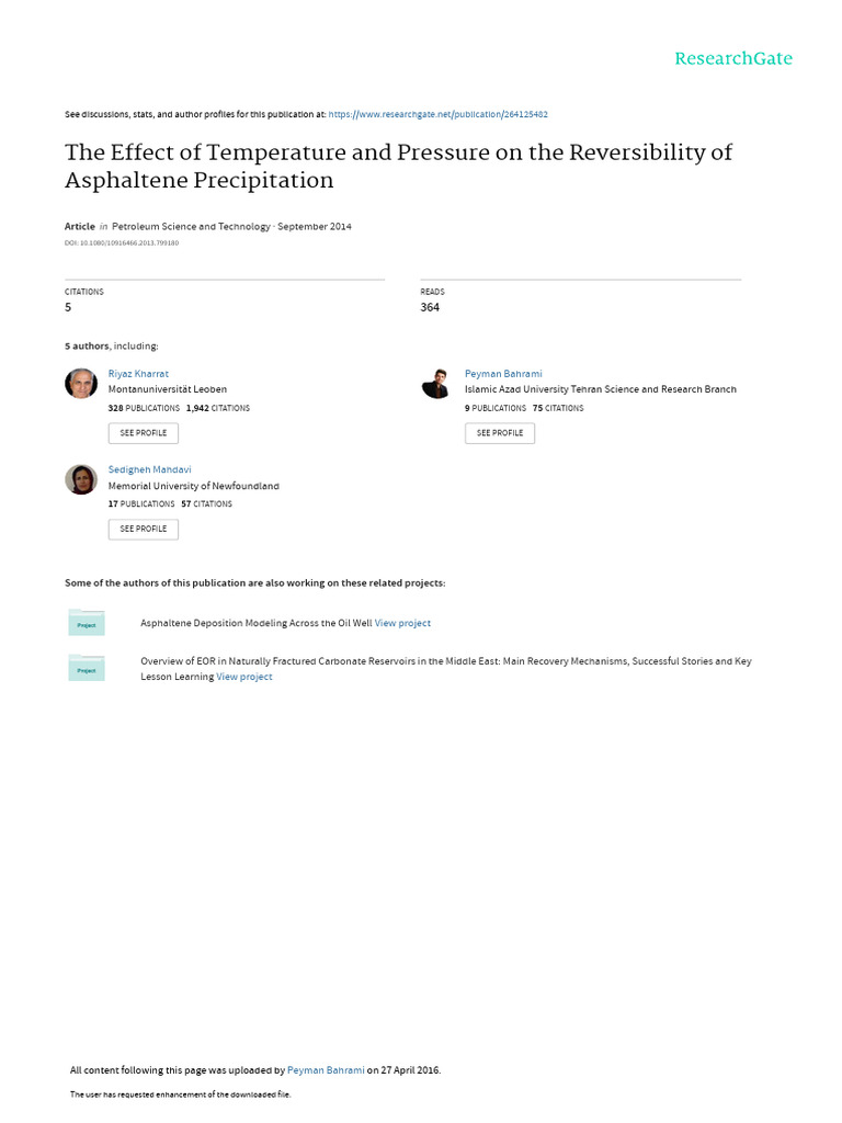 JPST AsphalteneReversibility | PDF | Solubility | Pressure