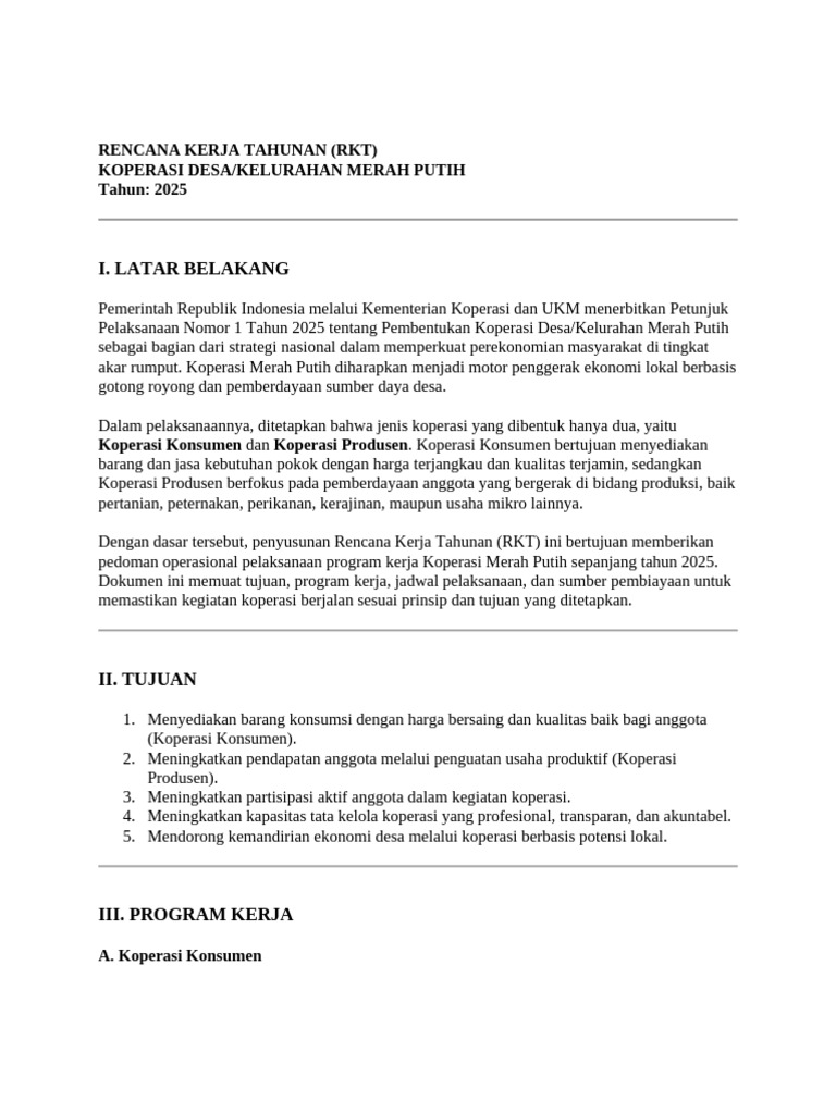 Contoh Rencana Kerja Tahunan | PDF