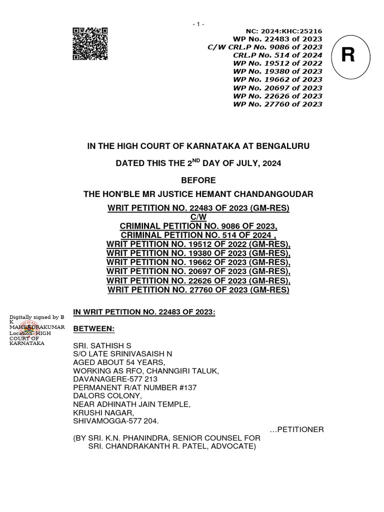 Sathish Vs Karnataka KAR 2024 | PDF | Government | Legal Procedure