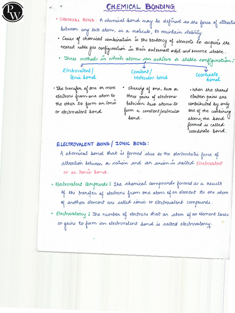 Handwritten Notes on Chemical Bonding | PDF