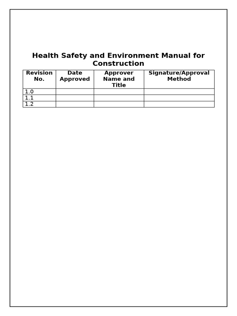 Health Safety and Environment Manual For Construction | PDF ...