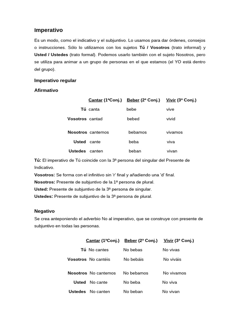 Uso del Imperativo en Español | PDF | Relaciones sintácticas | Gramática