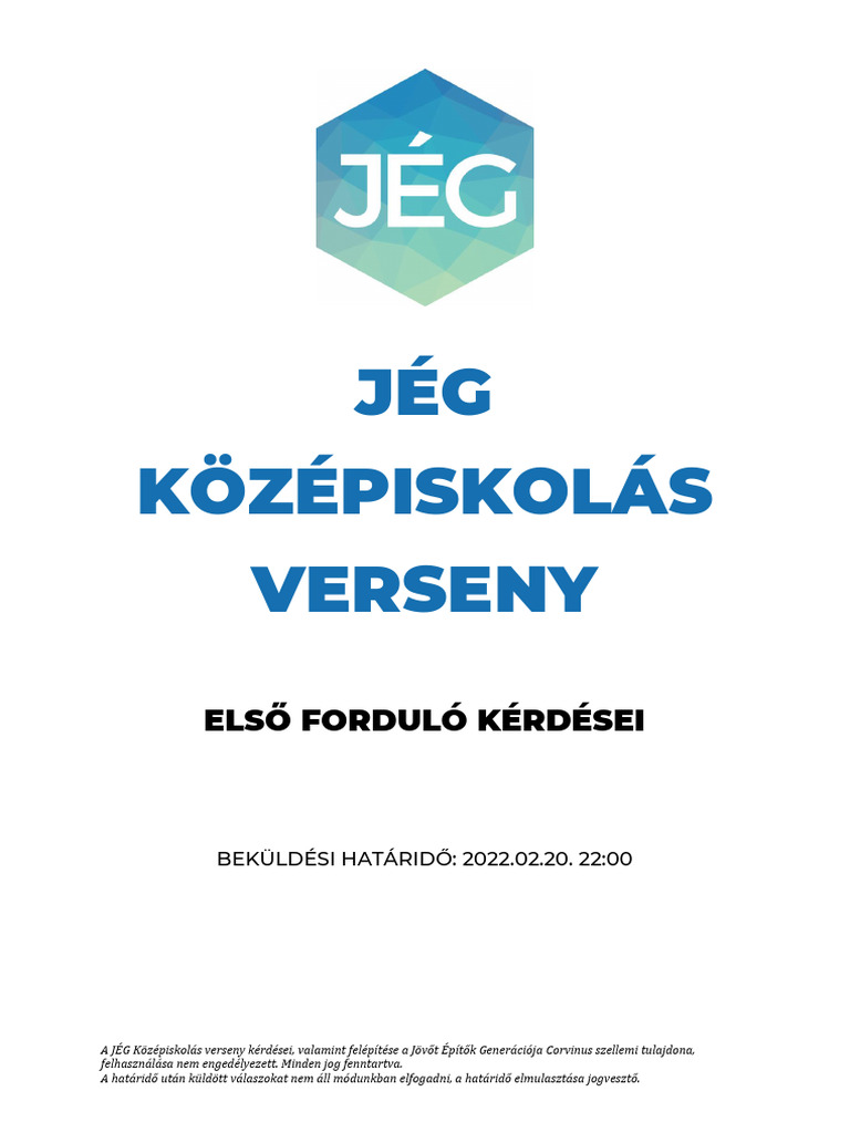 I. Forduló - JÉG Középiskolás Verseny | PDF