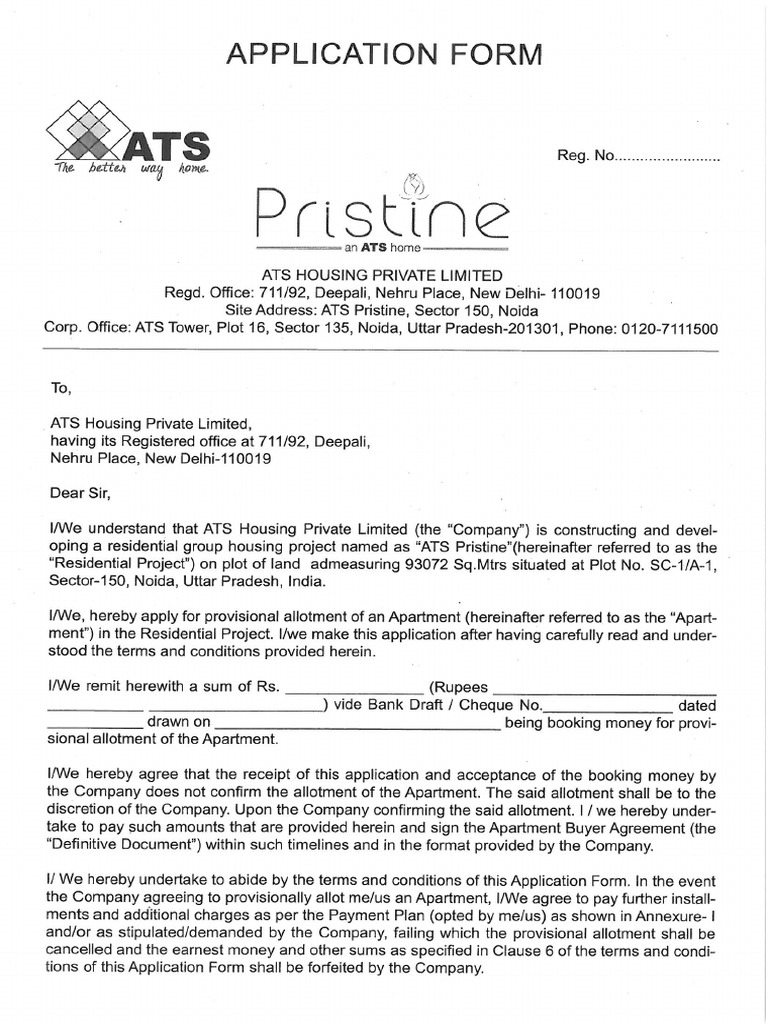 Pristine - 1 Application Form | PDF