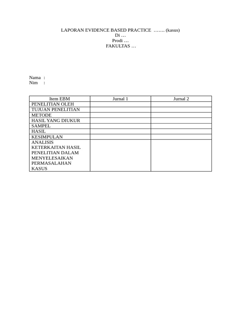 Format Evidence Based Practice | PDF