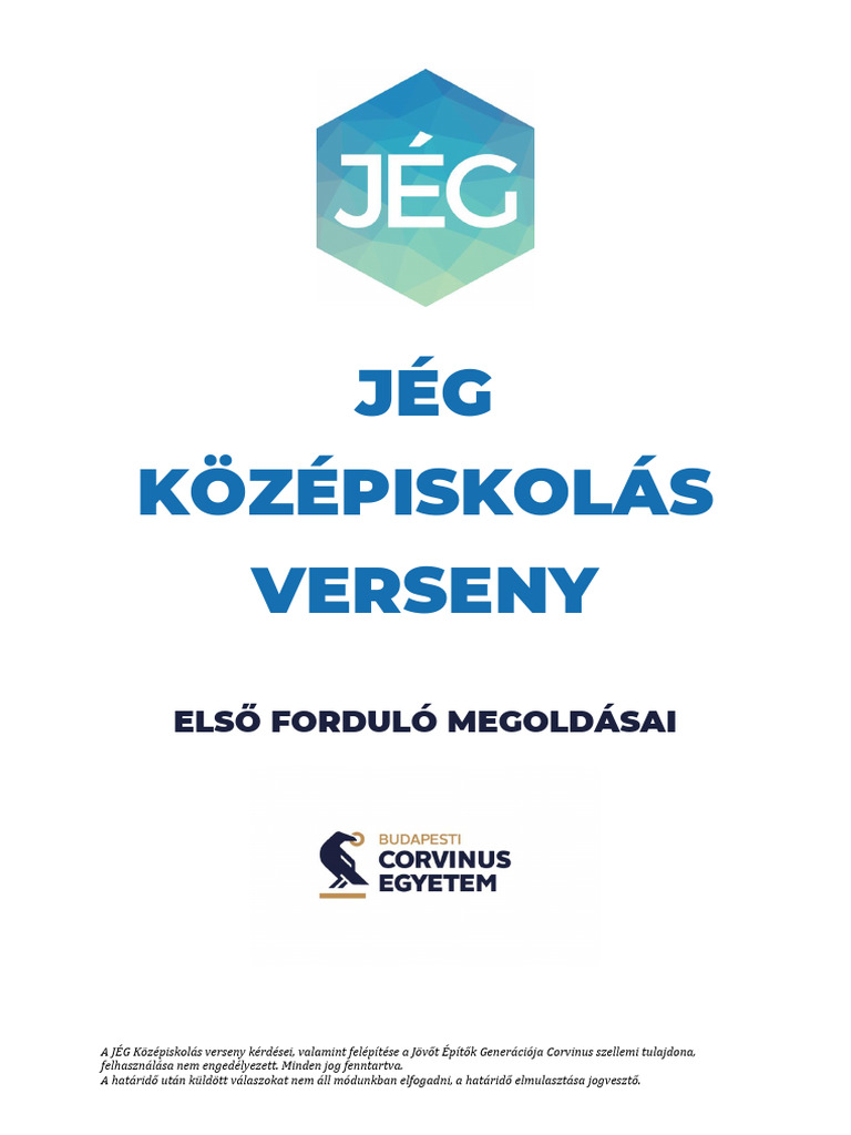 XI. JÉG Középiskolás Verseny - I. Forduló - Megoldás - 2022 | PDF