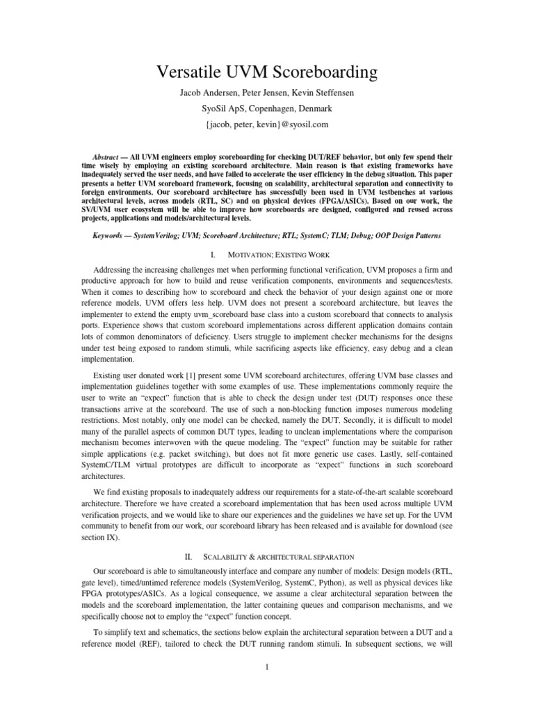 Versatile Uvm Scoreboarding Us Paper | PDF | Class (Computer Programming) | Method (Computer ...