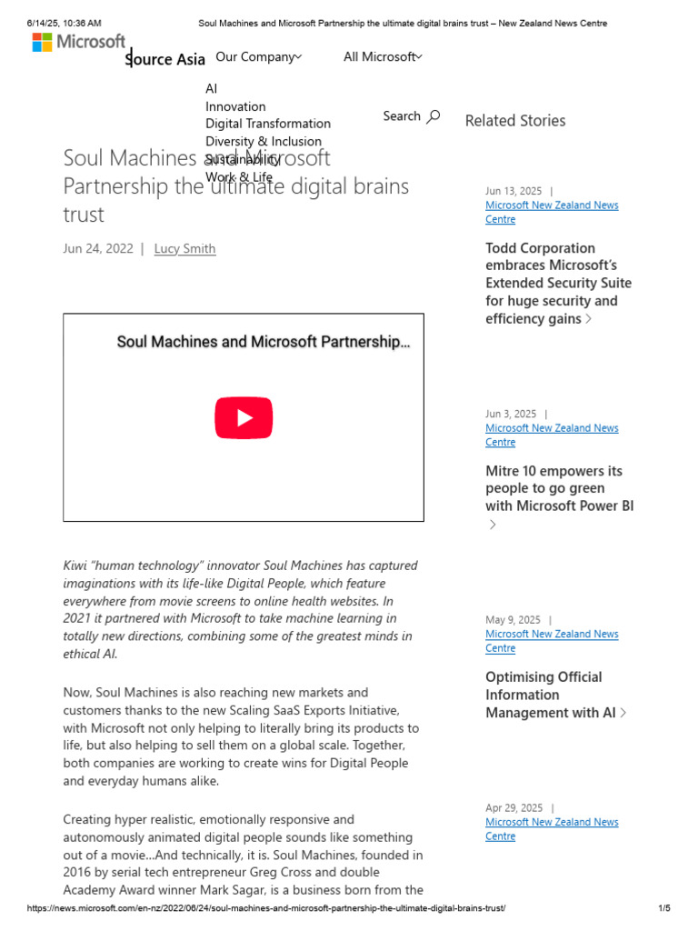 Soul Machines and Microsoft Partnership The Ultimate Digital Brains ...