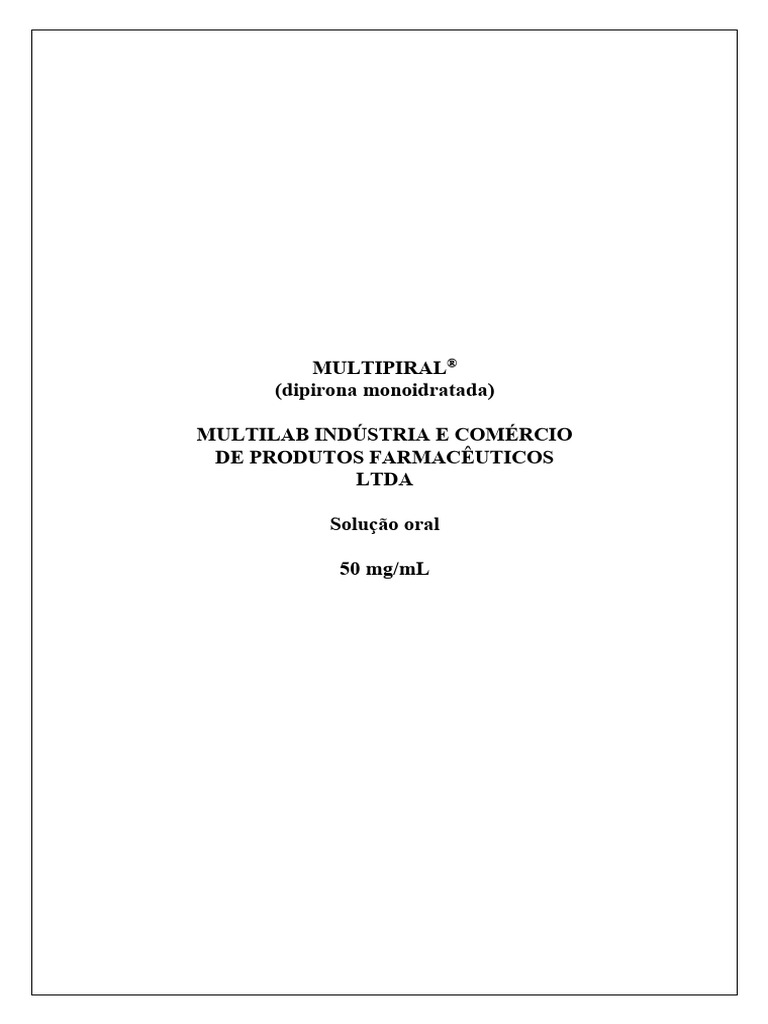 MULTIPIRAL Sol Oral 50mg-ML Bula-Paciente | PDF | Hepatite | Alergia