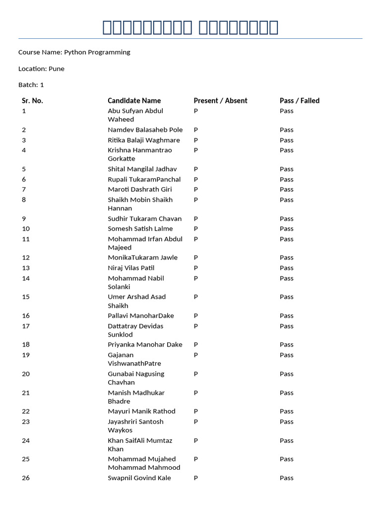 Attendance Sample Batch | PDF