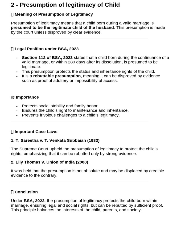 2 - Presumption of Legitimacy of Child | PDF