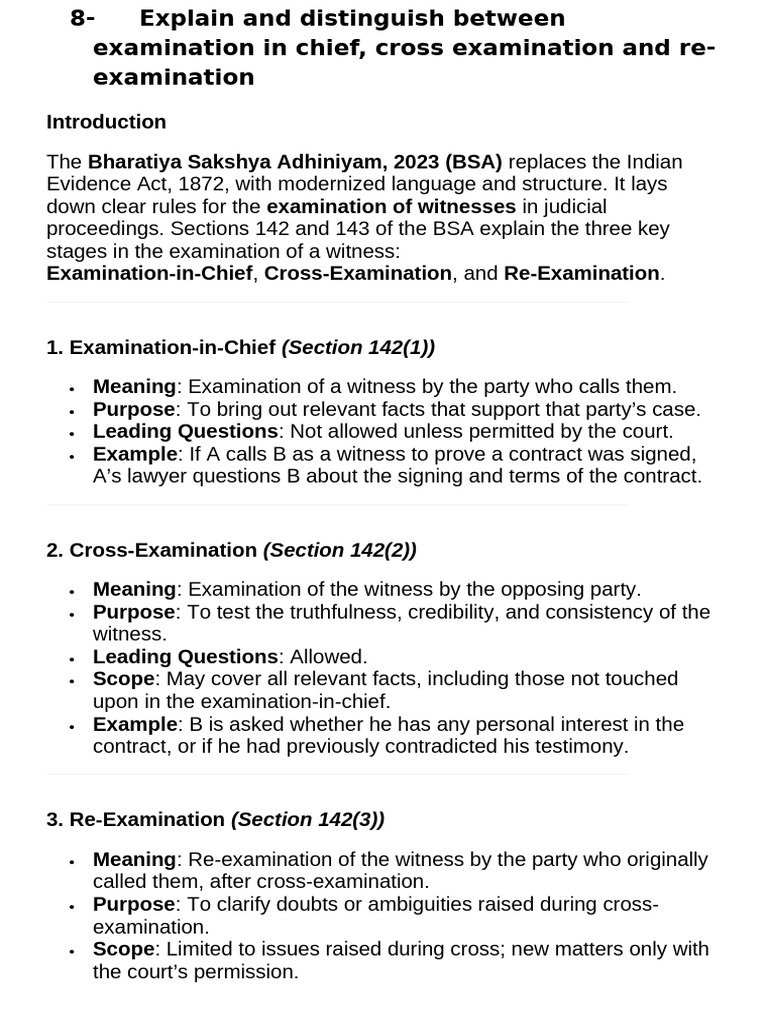 Distinguishing Witness Examination Stages | PDF | Witness | Cross ...