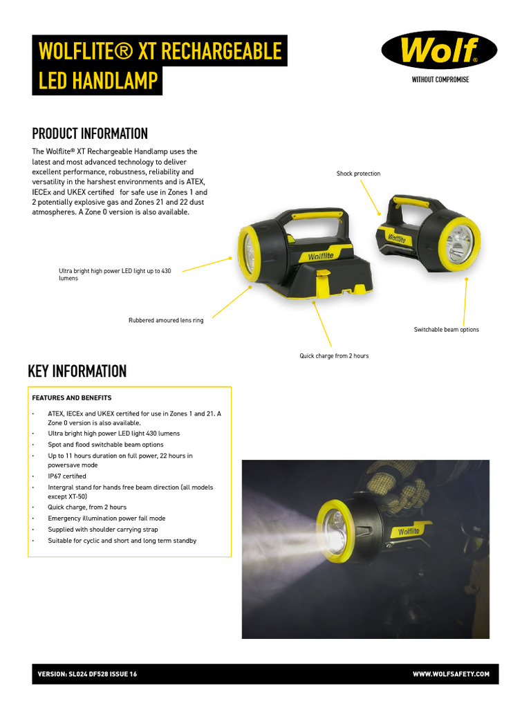 Wolflite XT Rechargeable Handlamp Overview | PDF | Electromagnetic ...