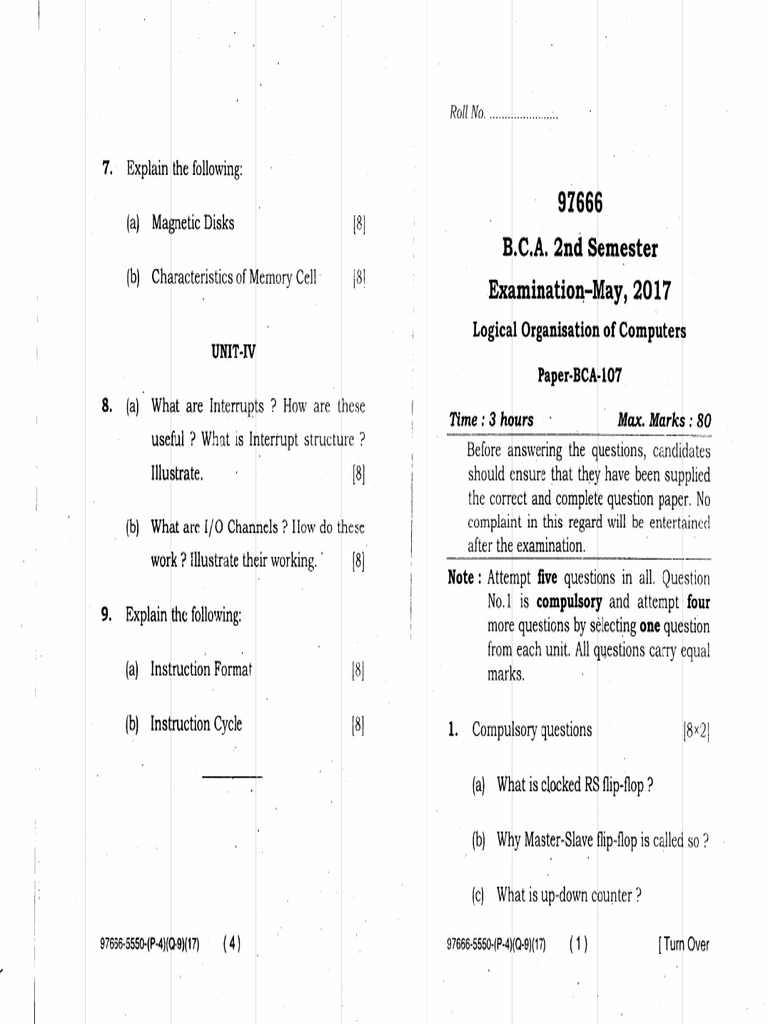 bca-2-sem-logical-organization-of-computer-97666-may-2017 | PDF
