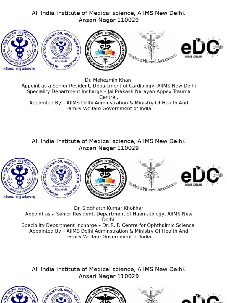 All India Institute of Medical Science, AIIMS New Delhi. Ansari Nagar ...