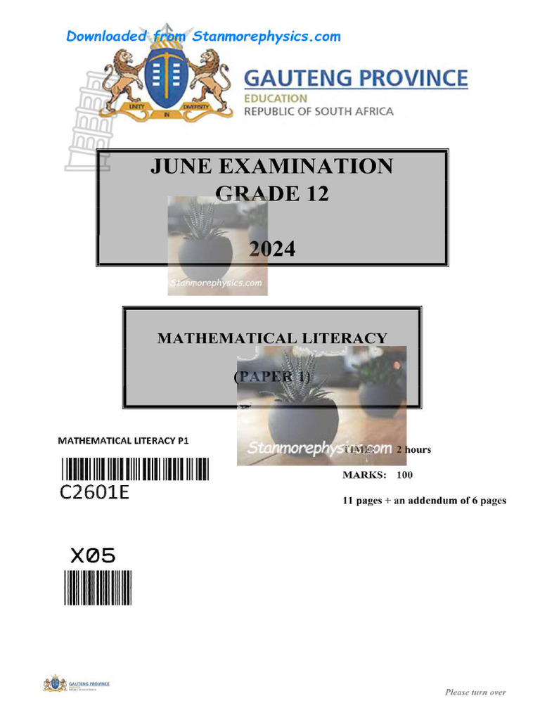 GP Maths Literacy Grade 12 June 2024 P1 and Memo | PDF