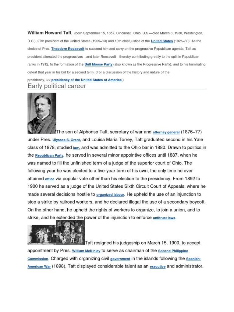 William Howard Taft Resource 1 | PDF | William Howard Taft | Theodore ...