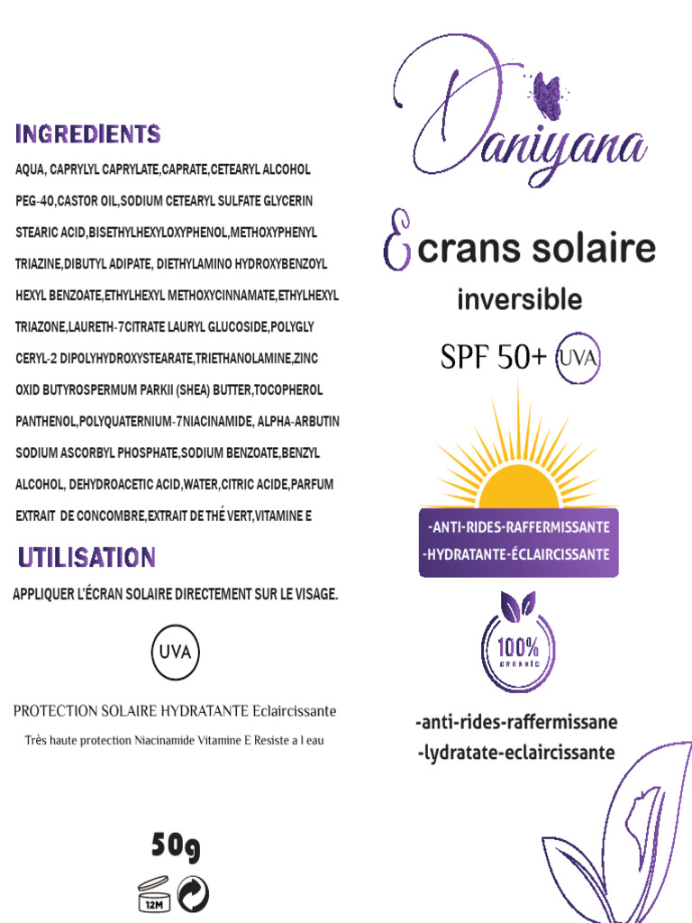 Ultra Light Sunscreen Ingredients | PDF
