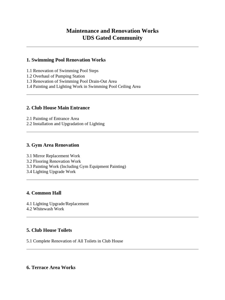 Maintenance and Renovation Works | PDF