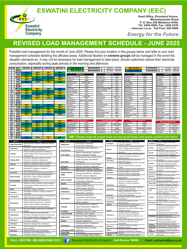 Revised Load Management Schedule - June 2025 - 250609 - 183229 | PDF ...