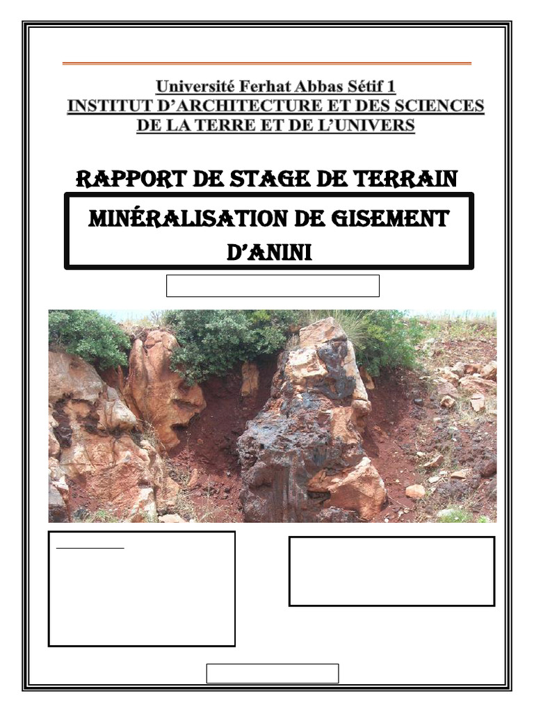 Minéralisation du gisement d'Anini | PDF | Fer | Minerai de fer