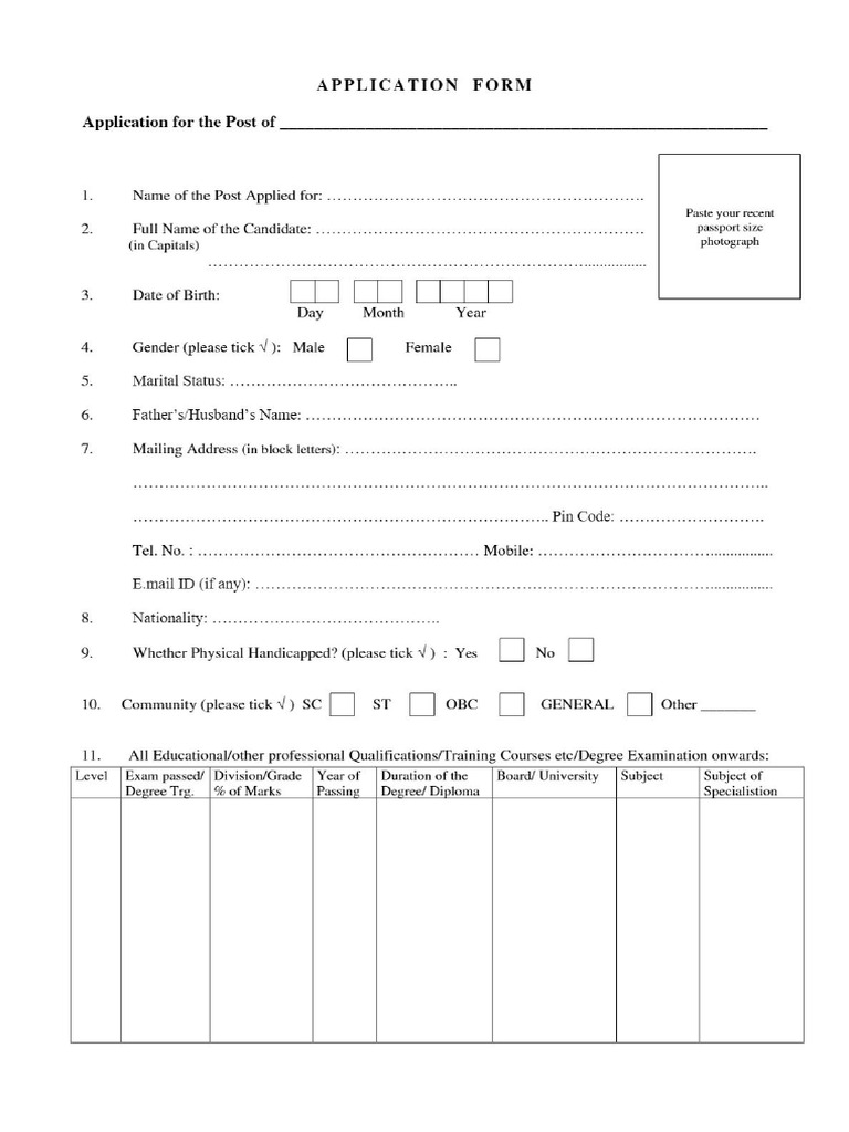 Application Form 1 | PDF