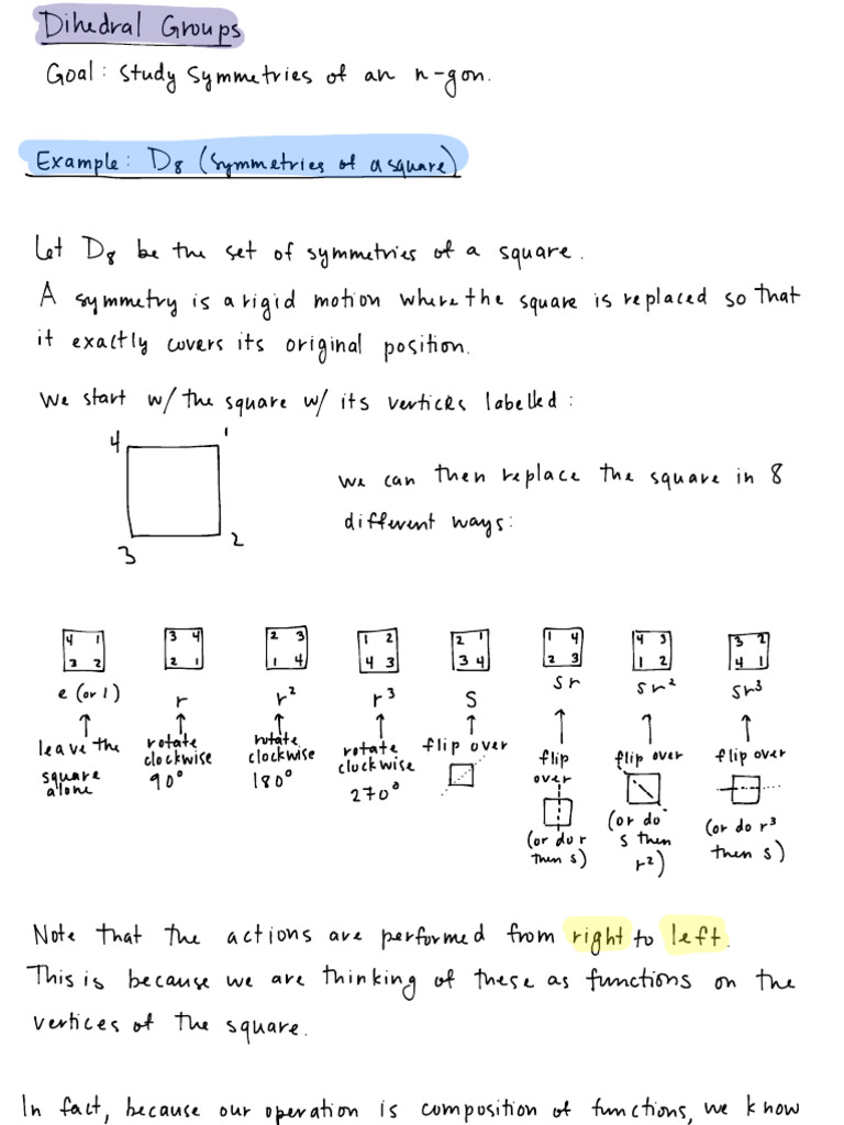 Havard 122 Section 3 - Dihedral Groups | PDF | Group (Mathematics ...
