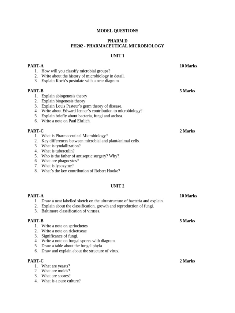 Ph202 - Pharmaceutical Microbiology - Model Ques | PDF | Disinfectant | Medical Specialties