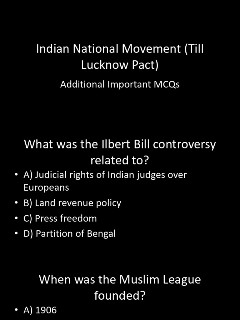 INM MCQs Additional Upto Lucknow Pact 01 | PDF