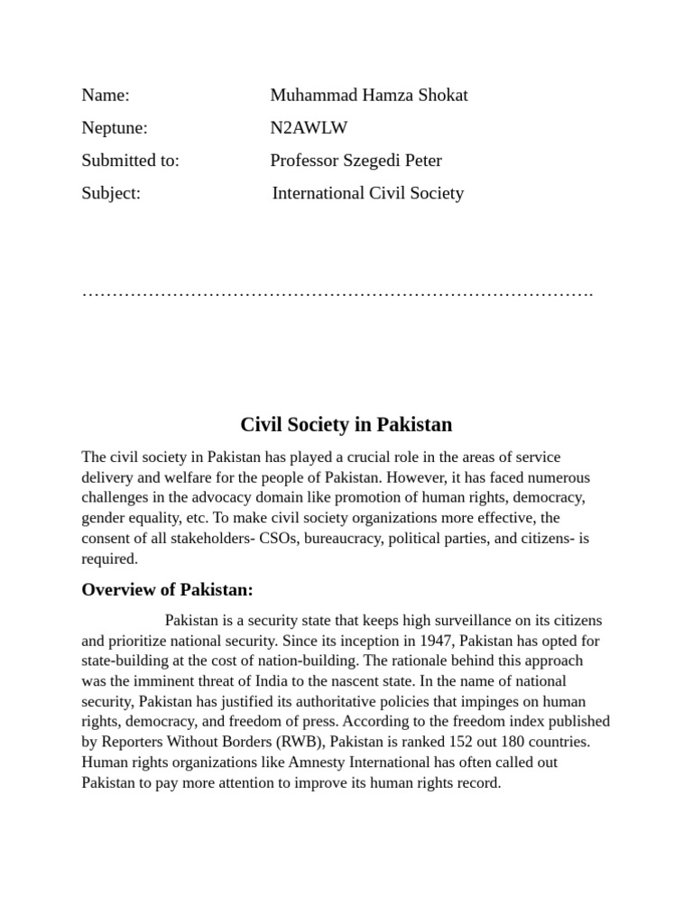 Pakistan Civil Society Reimagined | PDF | Non Governmental Organization ...