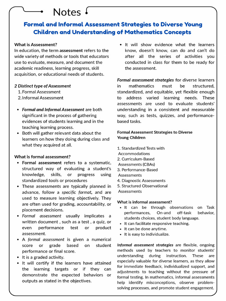Math 108 - Formal and Informal Assessment | PDF