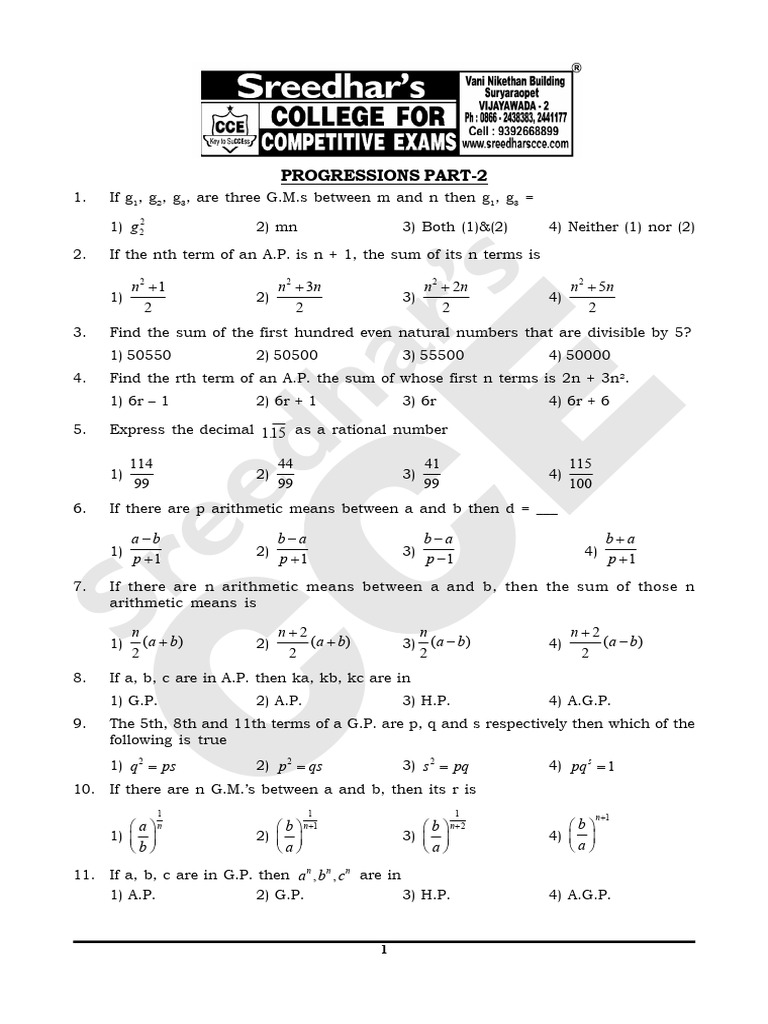 Maths Progressions 2 | PDF | Discrete Mathematics | Mathematical Concepts