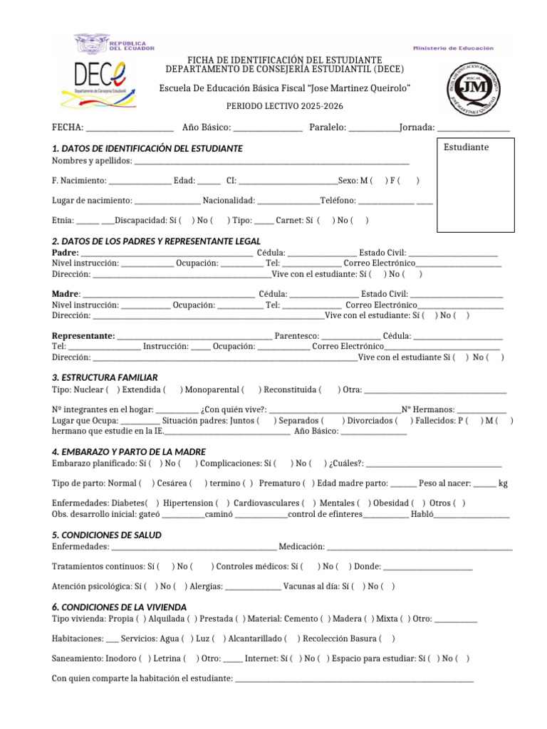 Ficha DECE Ecuador Resumida | PDF