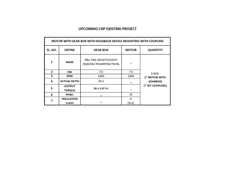 Motor With Gearbox Specification | PDF