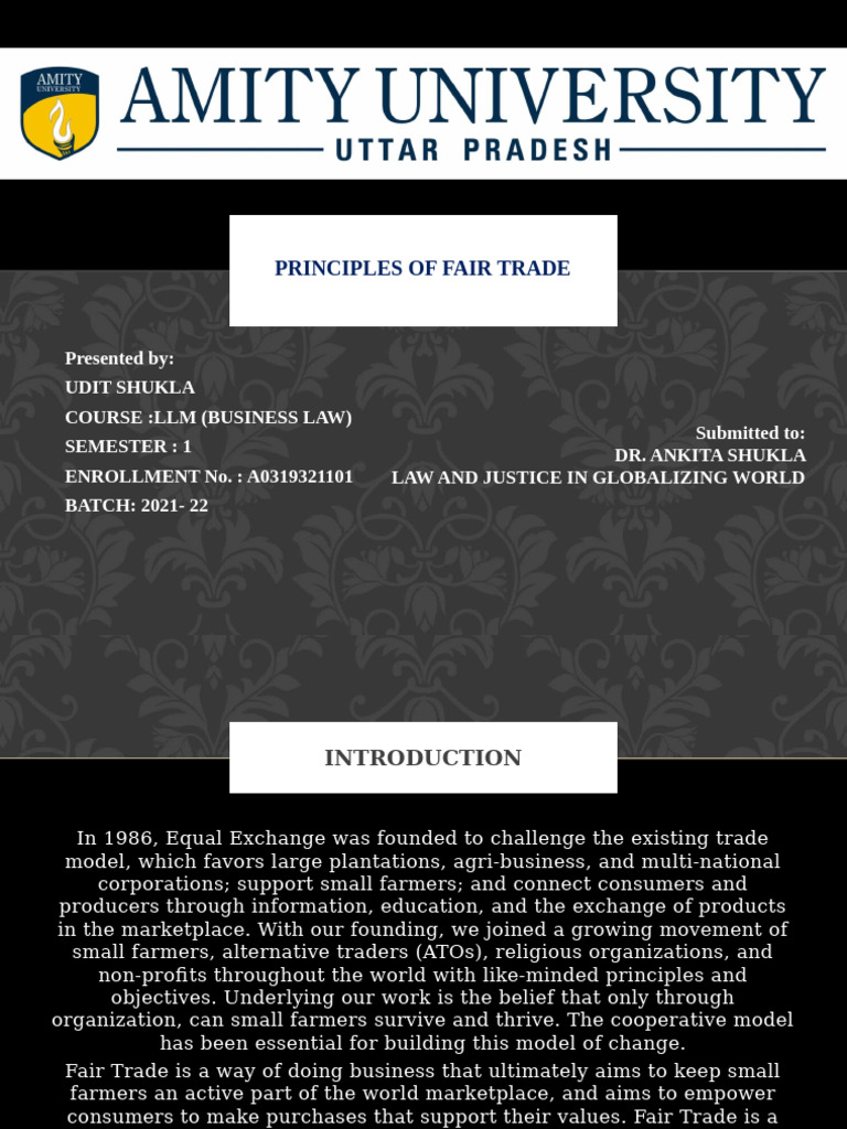 Udit Shukla: Fair Trade Principles | PDF | Fair Trade | Living Wage