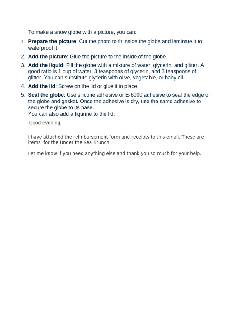 To Make A Snow Globe With A Picture | PDF