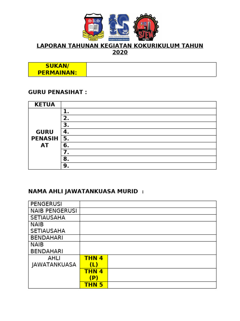 Laporan Tahunan Kegiatan Kokurikulum | PDF