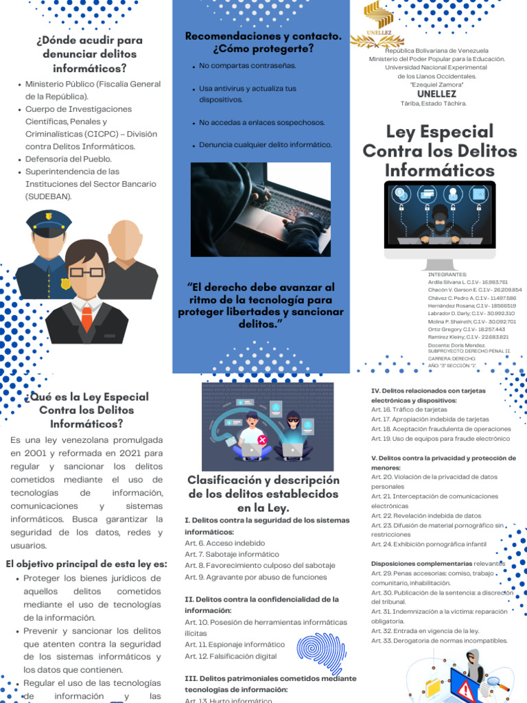 Triptico Ley Delitos Informáticos Grupo 4 | PDF | Cibercrimen | Privacidad