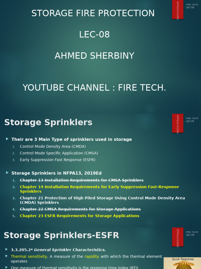 08 Storage Sprinkler Part 3 ESFR | PDF | Fire Sprinkler System | Mechanical Engineering