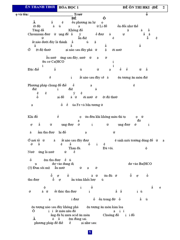 De Kiem Tra Hkii (De 1-2) PDF | PDF