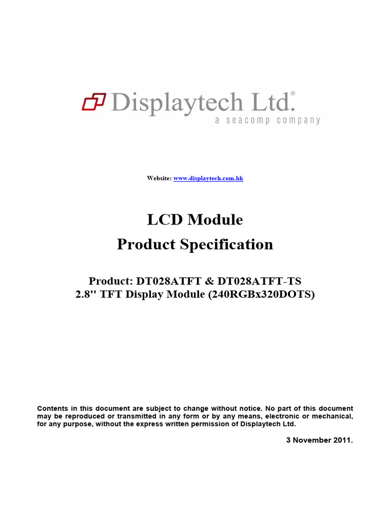 DT028ATFT Rev2 1 Displaytech Spec | PDF | Liquid Crystal Display ...