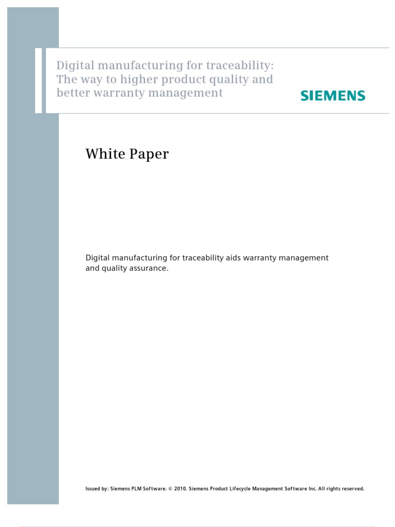 Siemens PLM Tecnomatix Digital Manufacturing For Trace Ability WP Tcm73 ...